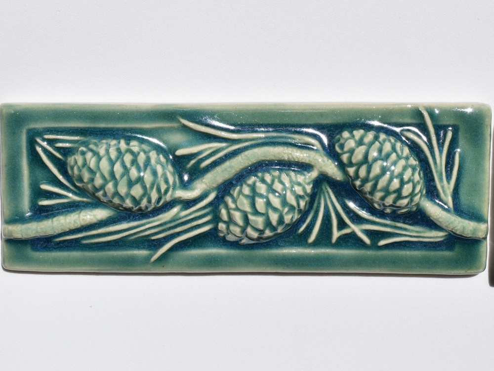 Green Tile Edging Pine Cones | Powderhounds Tiles